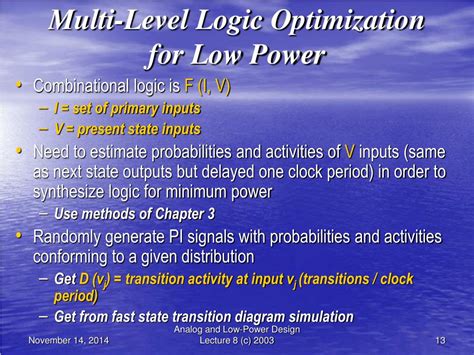 Ppt Lecture 8 Logiccircuit Synthesis For Low Power Powerpoint