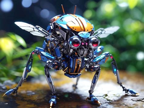 Premium Ai Image A Beautiful Illustration Weird Core Bug Robot Beautiful Macro Camera By