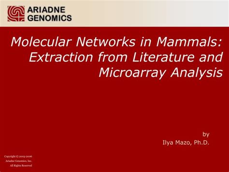 Ppt Molecular Networks In Mammals Extraction From Literature And Microarray Analysis