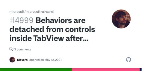 Behaviors Are Detached From Controls Inside Tabview After Being