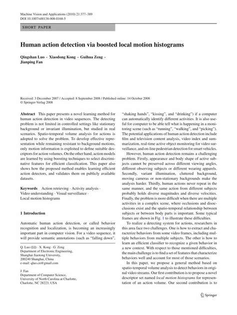 Pdf Human Action Detection Via Boosted Local Motion Histograms Dokumentips