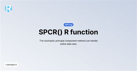 Spcr R Function From Opcreg R Packages