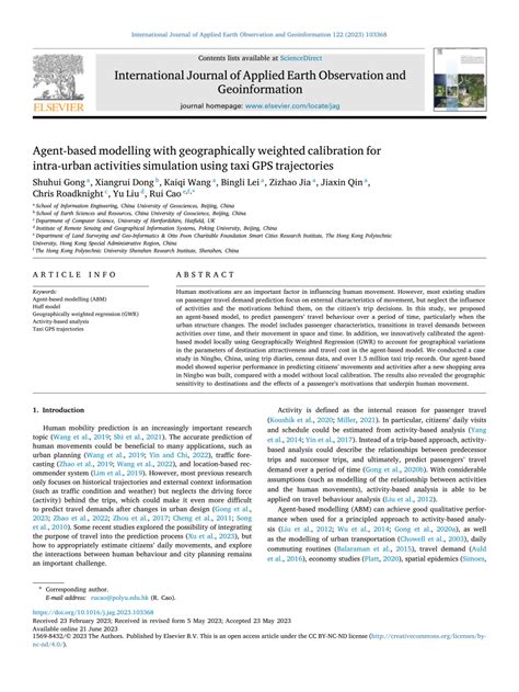 Pdf Agent Based Modelling With Geographically Weighted Calibration