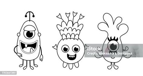 외계인과 우주 괴물 색칠 공부 페이지 흑인과 백인 외계인 벡터 몬스터에 대한 스톡 벡터 아트 및 기타 이미지 몬스터 벡터