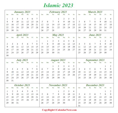 Islamic 2023 Calendar Printable Calendar Next