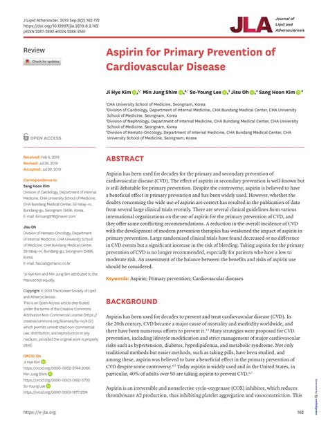 Pdf Aspirin For Primary Prevention Of Cardiovascular Disease