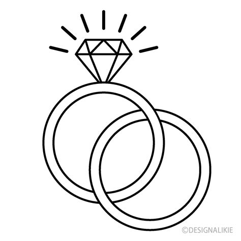 クロスした結婚指輪（白黒）イラストのフリー素材｜イラストイメージ