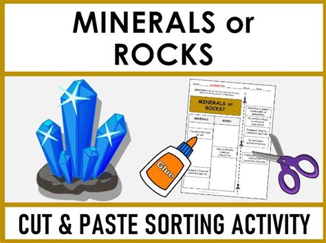 Minerals Or Rocks Cut And Paste Sorting Activity Teaching Resources