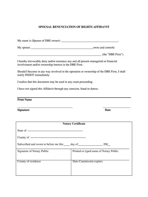 In Spousal Renunciation Of Rights Affidavit Form Fill Online
