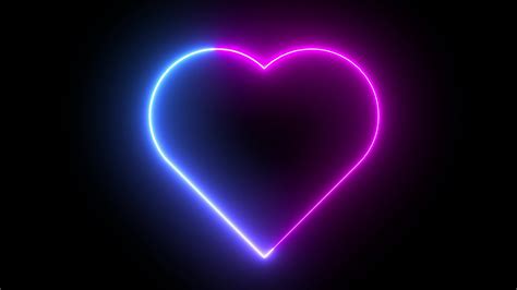 Animated Radial Concentric Beating Heart Icon With Pink Neon Light