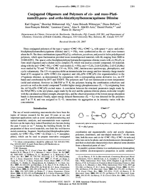 Pdf Conjugated Oligomers And Polymers Of Cis And Trans Platinum Ii Para And Ortho Bis