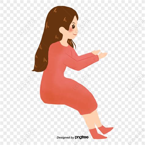 카톡 오렌지 옷 일러스트 긴 머리 소녀드레스카드 사랑 Png 일러스트 무료 다운로드 Lovepik