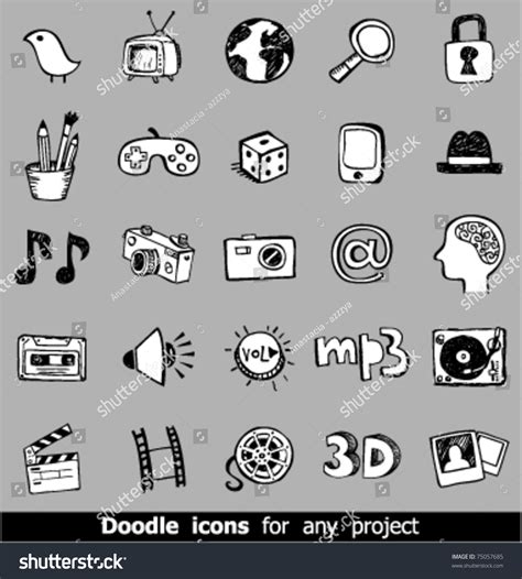 Doodle Web Icons Stock Vector Royalty Free 75057685 Shutterstock