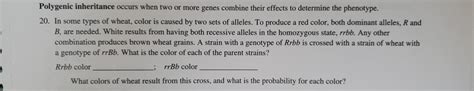 Solved Polygenic Inheritance Occurs When Two Or More Genes Chegg Com