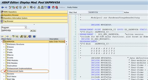 searching enhancement point and section sapcodes