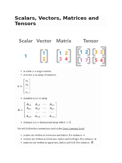 Scalars Vectors Matrix Tensors Pdf