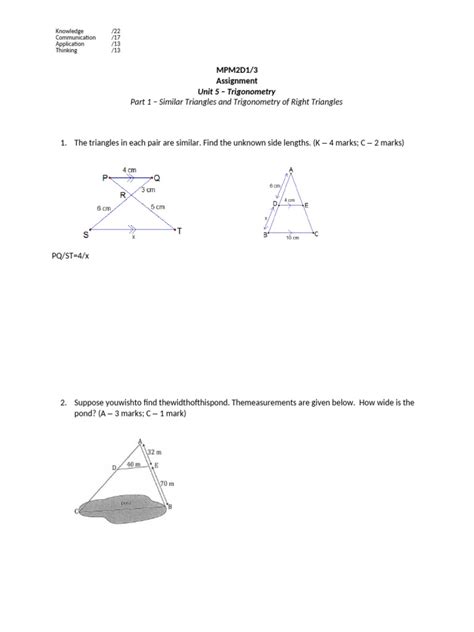 Trigonometry Right Triangles Assignment 3 Pdf Triangle Trigonometry
