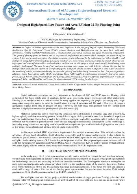 Pdf Design Of High Speed Low Power And Area Efficient 32 Bit Floating Point Multiplier