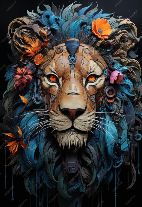 Premium Photo Sphynx Lion Graffiti On Black Background