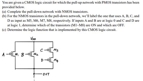 you are given a cmos logic circuit for which the pull up network with