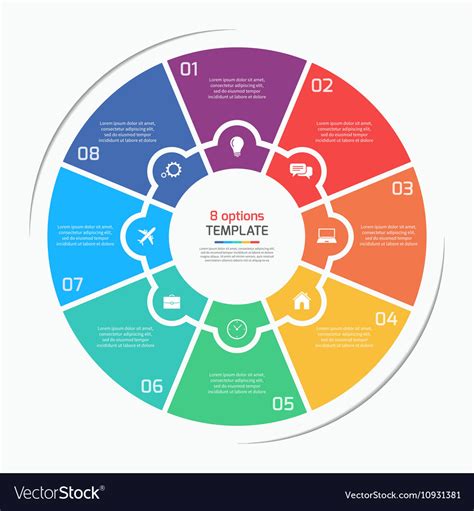 Flat Style Pie Chart Circle Infographic Template Vector Image