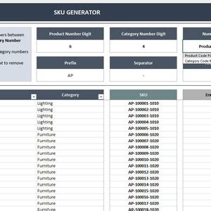 SKU Generator Excel Template SKU Barcode Generator SKU Creator Sku Number Maker Sku