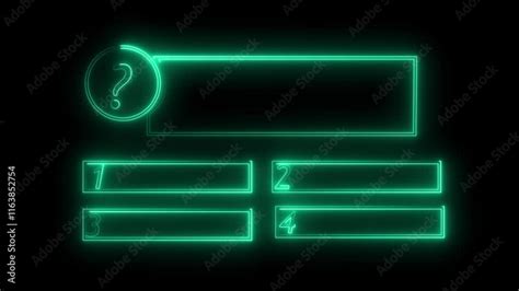 quiz neon line animation with option selection on with option selection