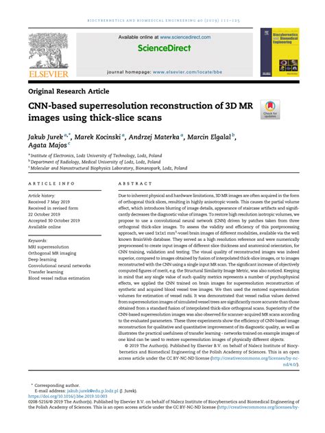 Pdf Cnn Based Superresolution Reconstruction Of 3d Mr Images Using