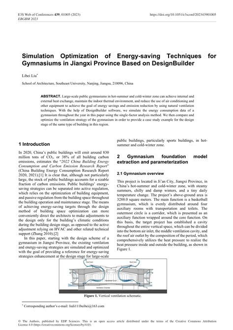 PDF Simulation Optimization Of Energy Saving Techniques For Gymnasiums In Jiangxi Province