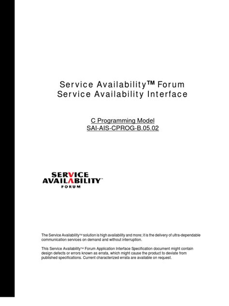 service availability forum service availability interface c programming model sai ais cprog b