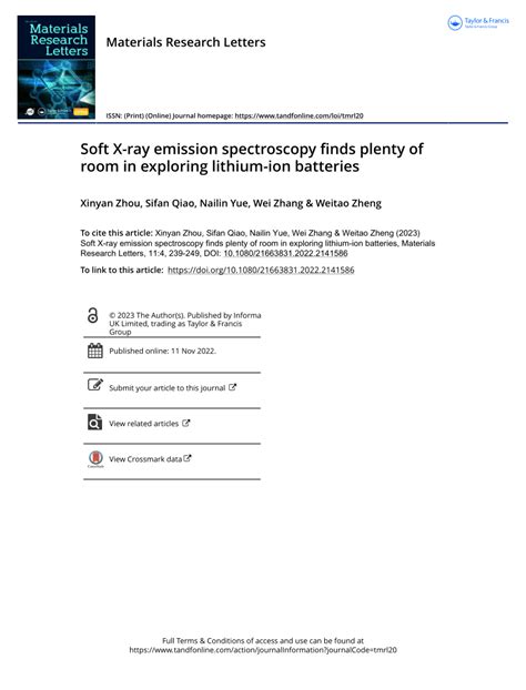 Pdf Soft X Ray Emission Spectroscopy Finds Plenty Of Room In Exploring Lithium Ion Batteries