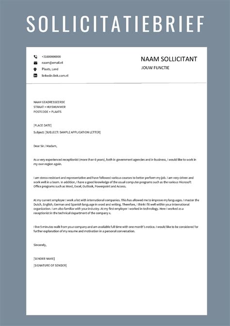 Zakelijke Brief Sollicitatiebrief Engels Voorbeeld
