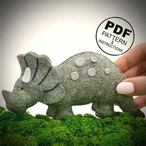 Dinosaur Sewing Pattern Pdf Felt Triceratops Sewing Pattern Diy Felt Dinosaur Soft Toy Dino