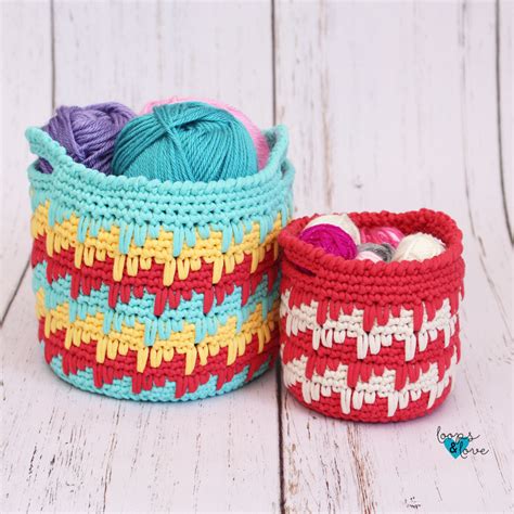 Spike Stitch Baskets Free Crochet Pattern Loops And Love Crochet