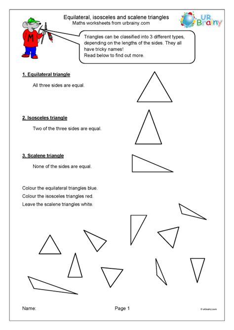Equilateral Isosceles And Scalene Triangles Geometry Shape Worksheets Library