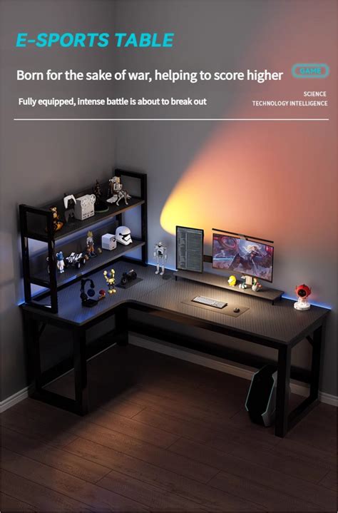 L Shaped Corner Table Computer Desk Heavy Duty 150KG Water Resistant Gaming Study Table Save