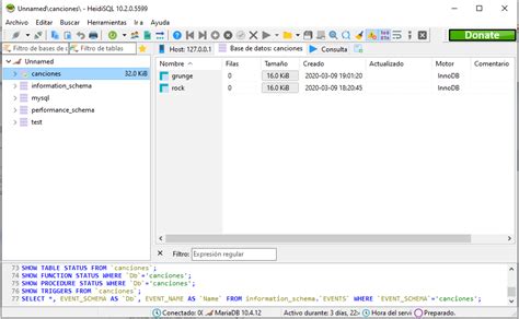 prácticas en mariadb