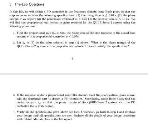 This Is A Control System And The Topic Is PD Control Chegg Com
