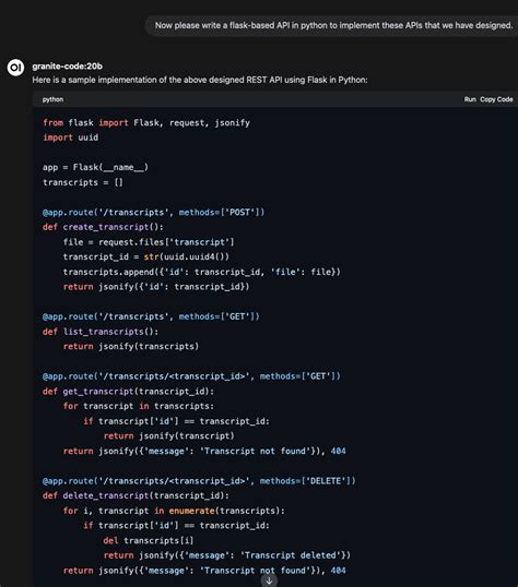 developing a gen ai application using ibm granite code ibm developer