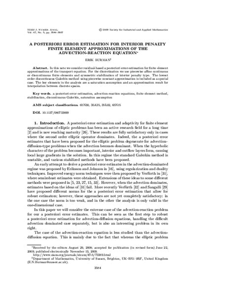 Pdf A Posteriori Error Estimation For Interior Penalty Finite Element