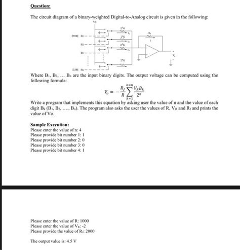 Solved Question The Circuit Diagram Of A Binary Weighted Chegg