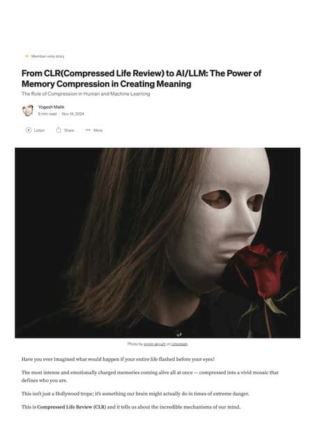 From Clrcompressed Life Review To Aillm The Power Of Memory Compression In Creating Meaning