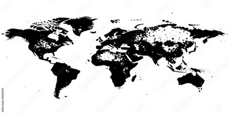 Abstract World Map With Black And White Ariel View World Map Top View