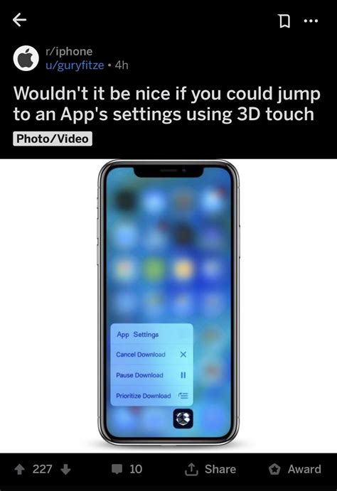 Request 3d Touch An App For A Shortcut To Get Into The Settings Panel