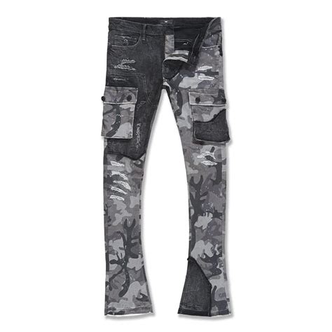 Jordan Craig Men Ross Stacked Platoon Jeans Black Camo Nexus Clothing