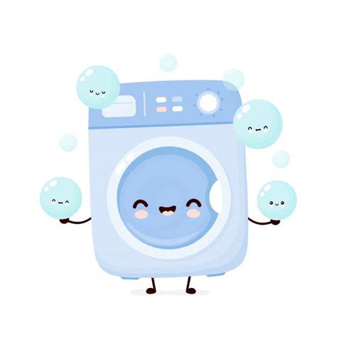 Cute Happy Washing Machine Juggle Foam Bubble Premium Vector Cute