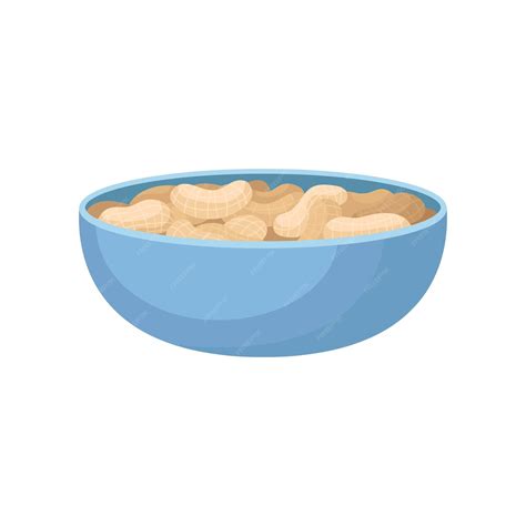 Premium Vector Bowl Of Peeled Peanuts Vector Illustration On A White