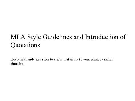 MLA Style Guidelines And Introduction Of Quotations Keep