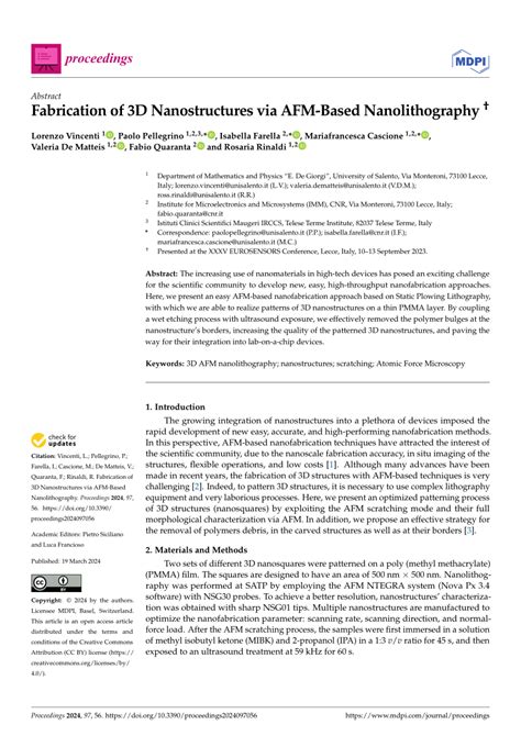 Pdf Fabrication Of 3d Nanostructures Via Afm Based Nanolithography