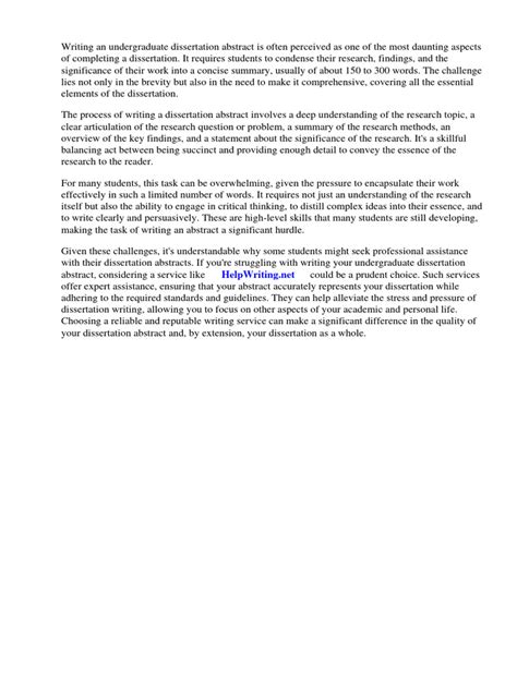 How To Write An Undergraduate Dissertation Abstract Pdf Thesis